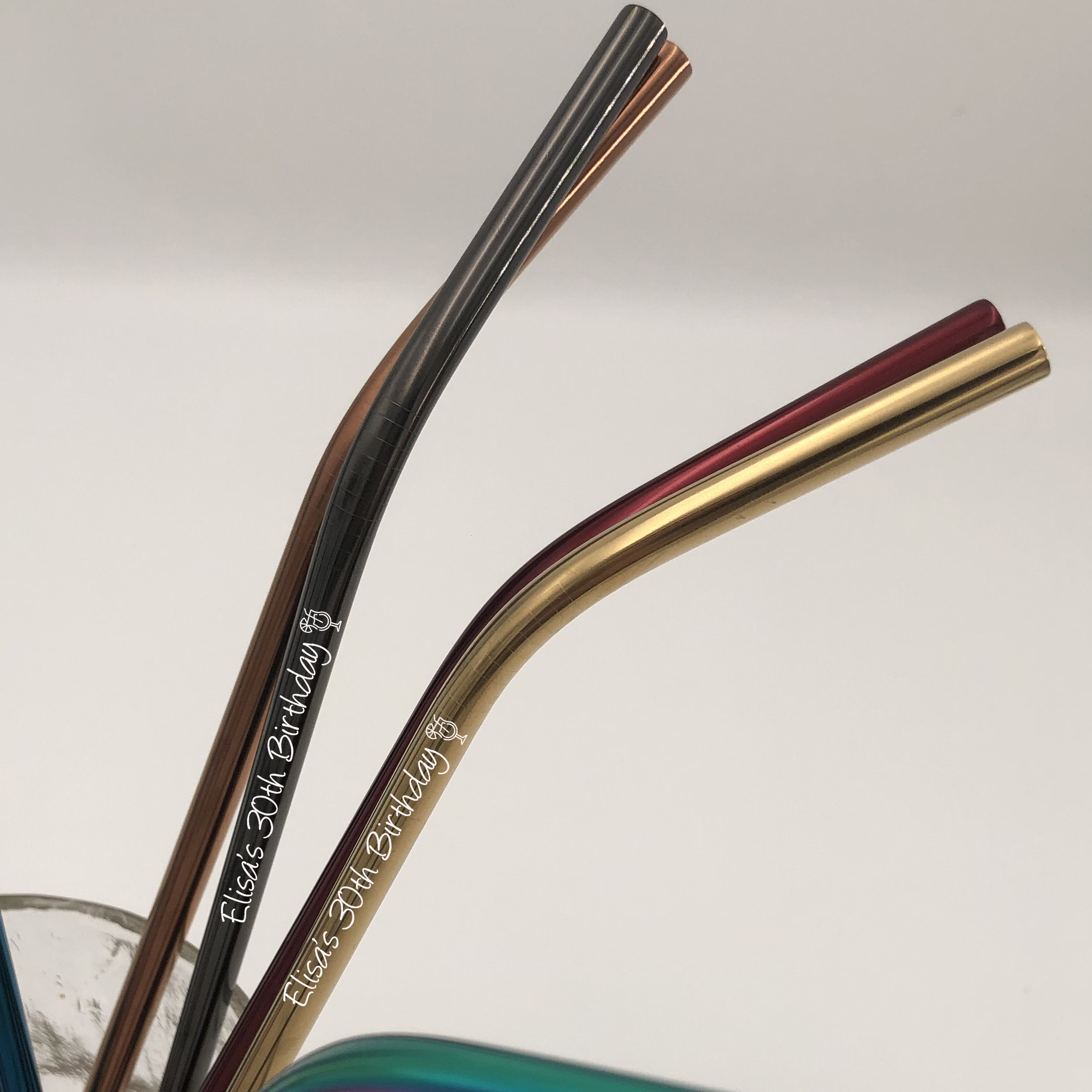 Bulk Bespoke Engraved Stainless Steel Straws Wedding Reception Team ...