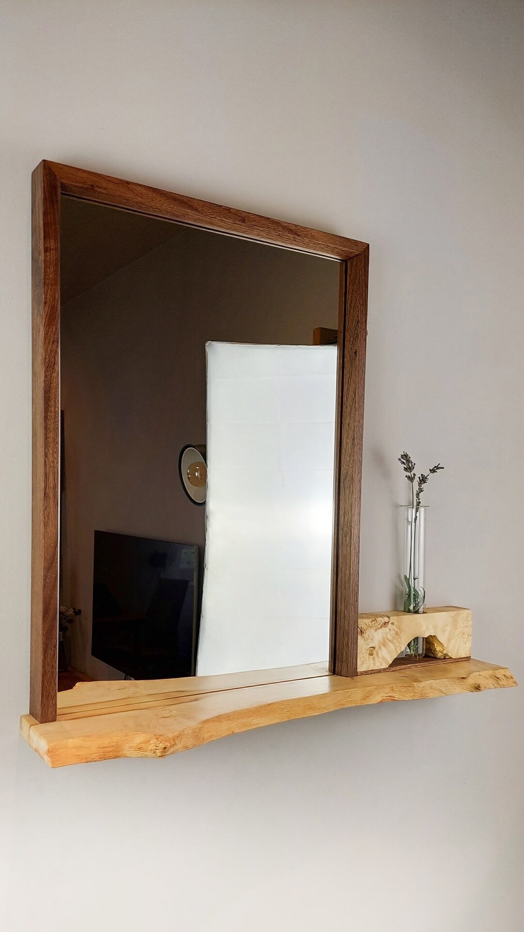 Wall Mirror, Live Edge Mirror Wood Frame Mirror Wall Hanging Mirror ...