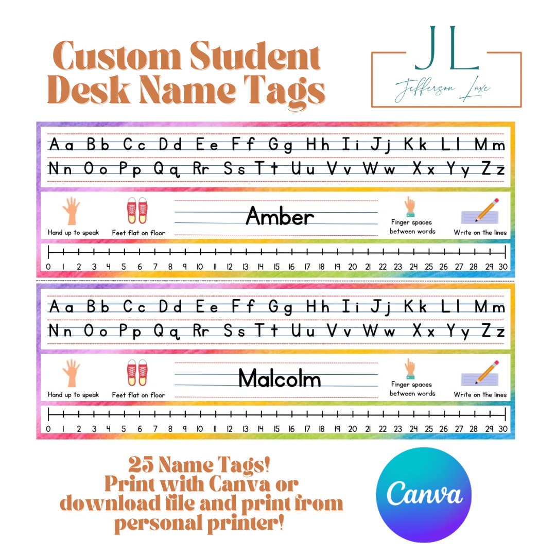 Student Desk Name Tag Printable, Desk Decoration, Classroom Desk ...