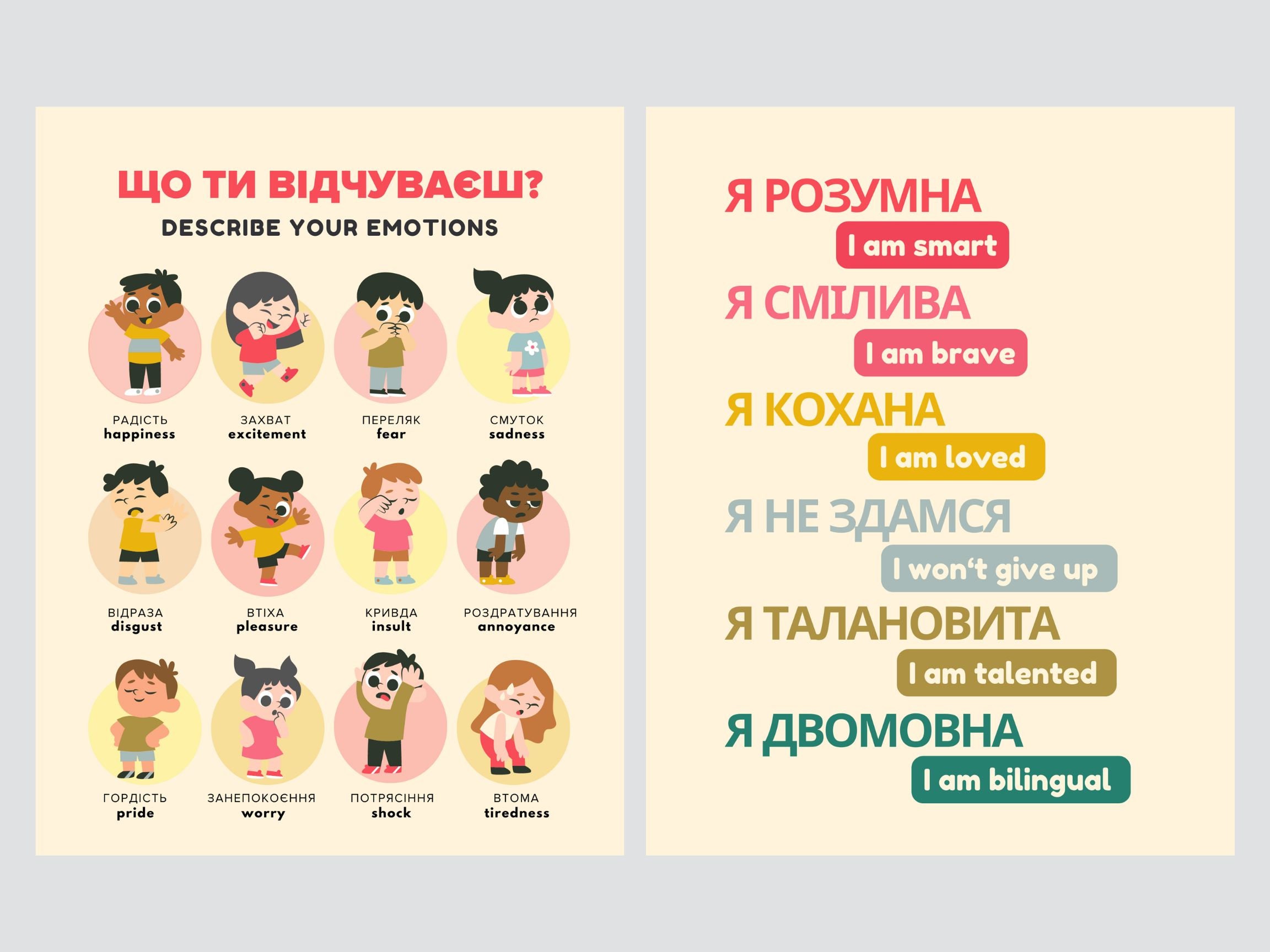 Ukrainian English Educational Poster Bundle, Ukrainian Alphabet ...