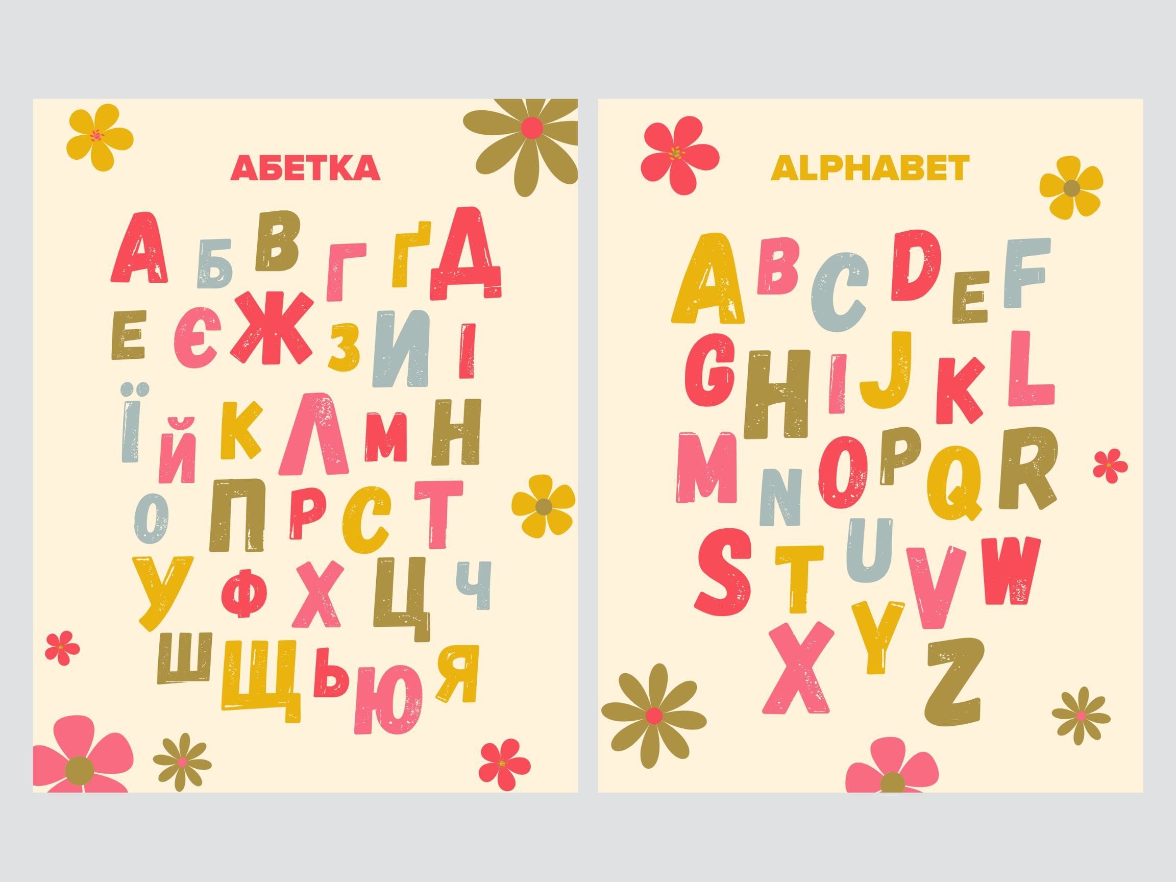Ukrainian English Educational Poster Bundle, Ukrainian Alphabet ...