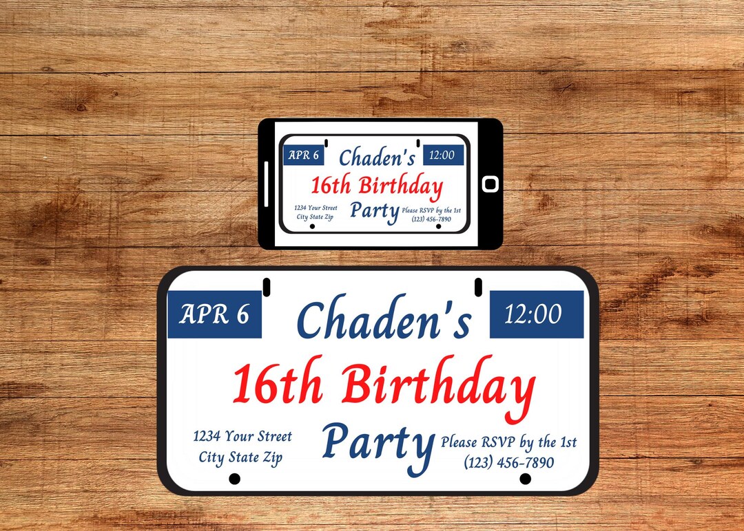License Plate Birthday Party Invitation Digital Download Editable ...