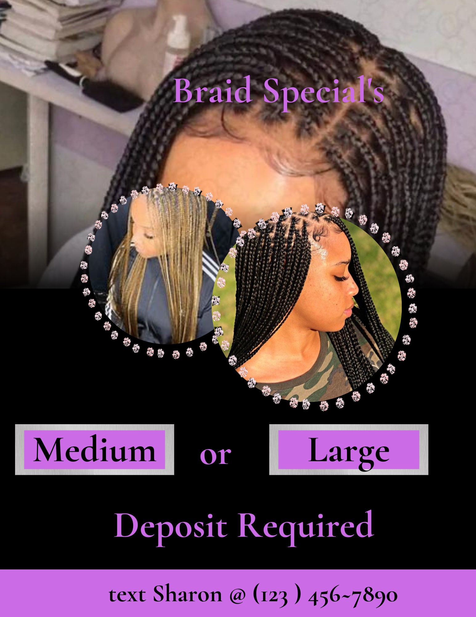 Hair Braiding Business Card Digital Download Editable Canva Template ...