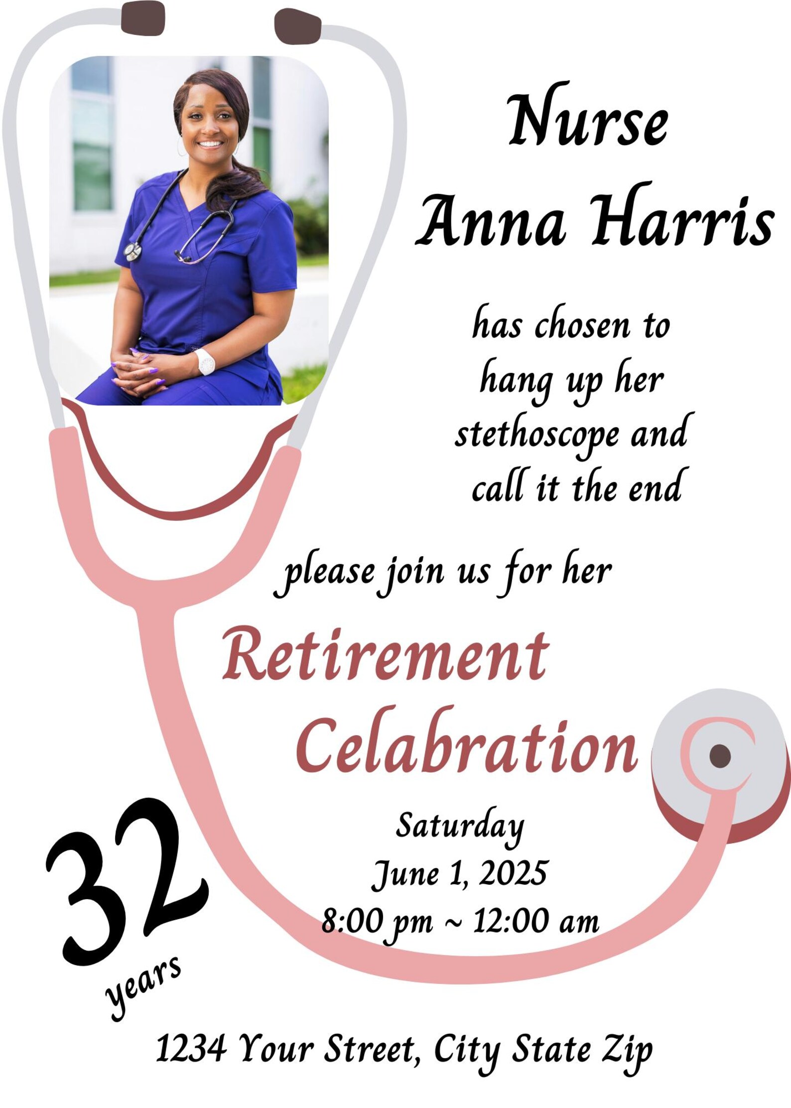 Nurse Retirement Digital Invitation Editable Template Canva Instant ...