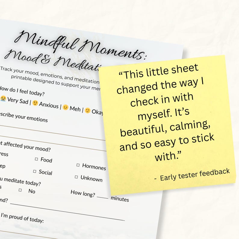 Meditation Mood Tracker Printable – Daily Mental Health PDF – Emotional ...
