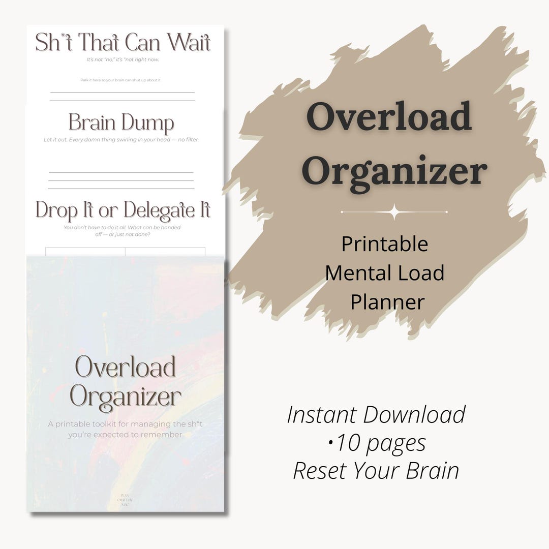 Mental Load Organizer | Burnout Recovery Kit Printable | Task Dump ...