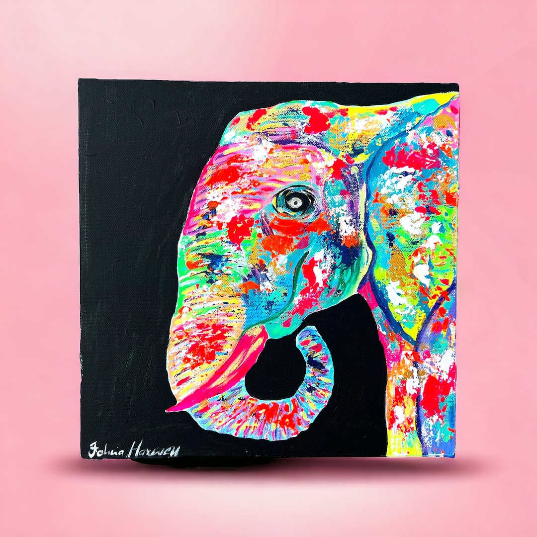 Original One of A Kind Colorful Abstract Elephant Painting - Etsy