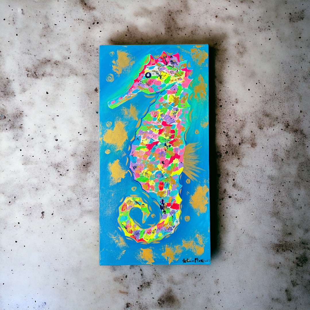 Original One of A Kind, Seahorse Art, Ocean Art, Abstract Seahorse ...