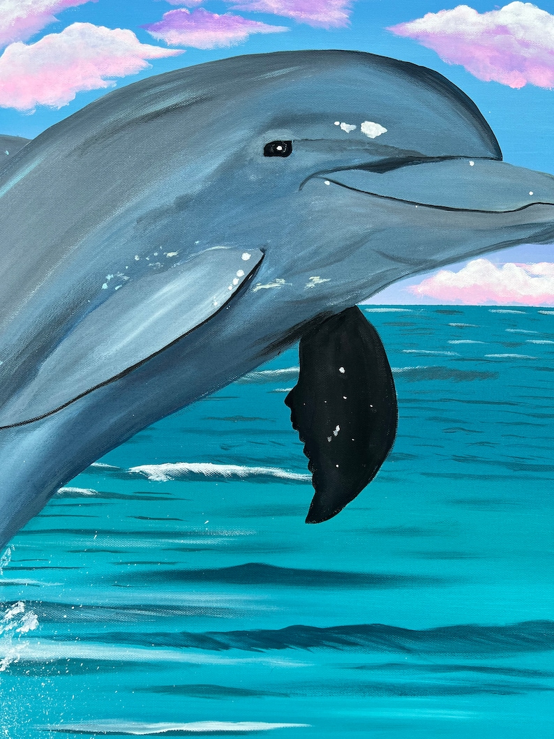Original One of a Kind Happy Jumping Dolphin Painting - Etsy