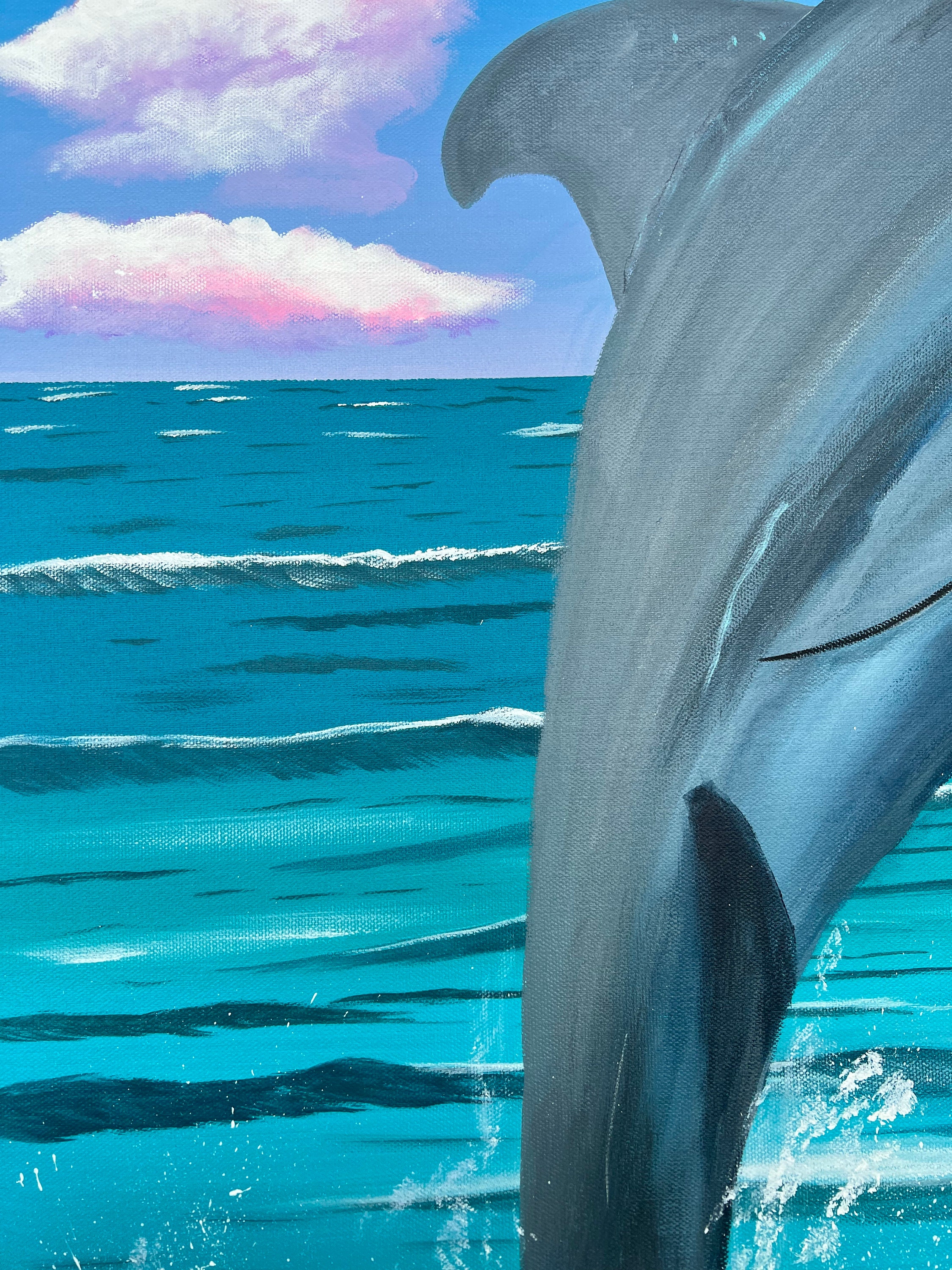 Original One of a Kind Happy Jumping Dolphin Painting - Etsy