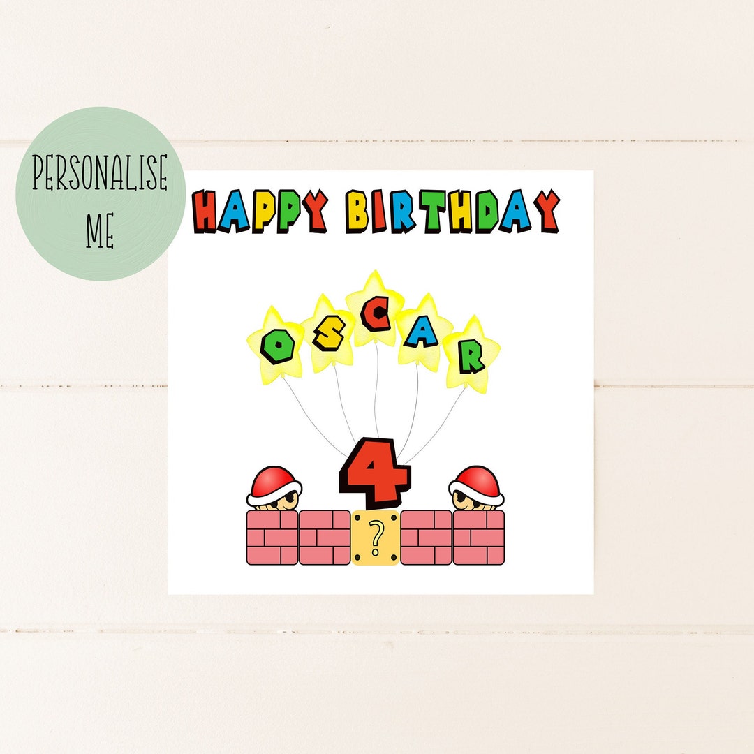 Happy Birthday Card, Super Mario, for Boy, Brother, Son, Nephew, God ...