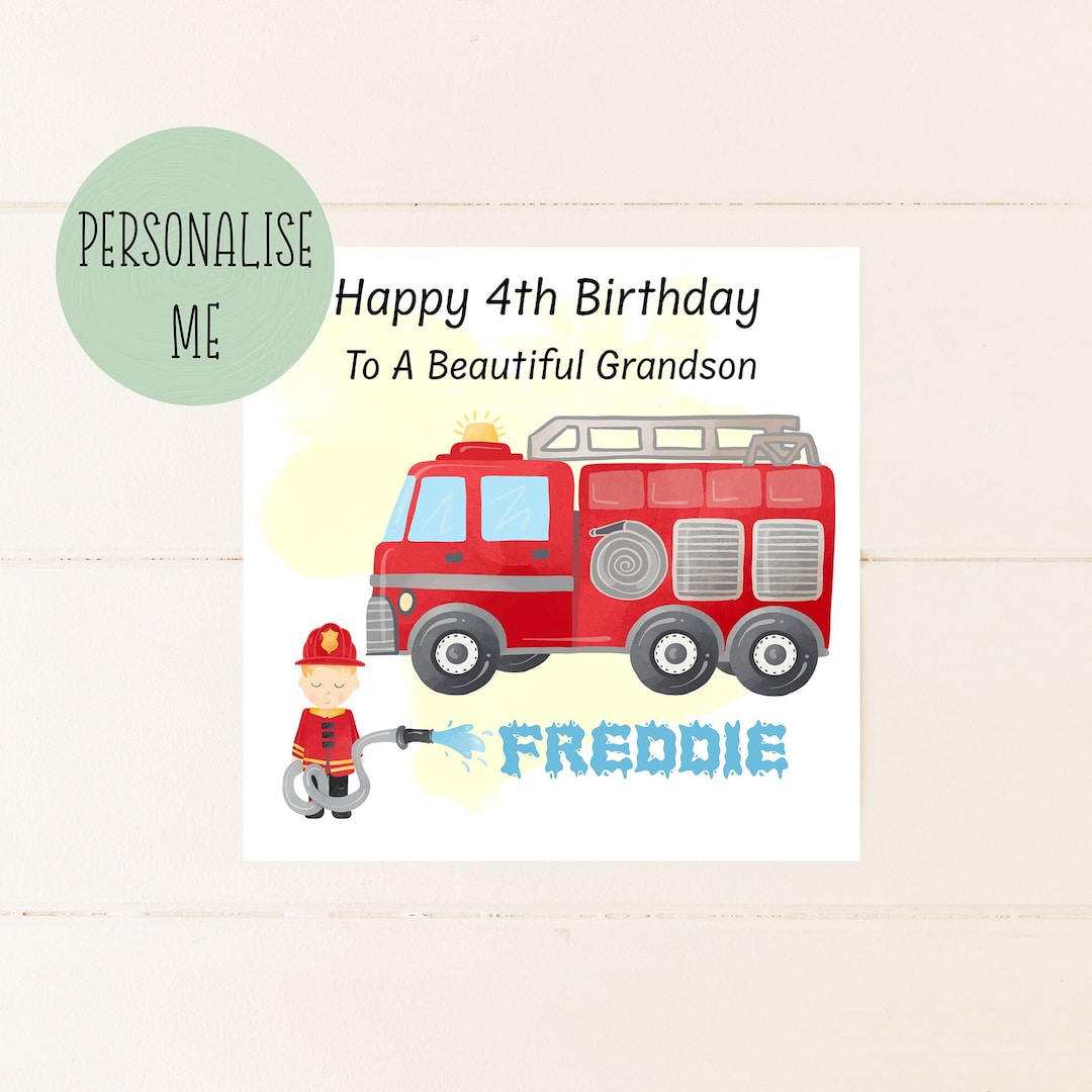 Fire Engine Birthday Card, Birthday Card, Boys, Fire Engine, Fire ...