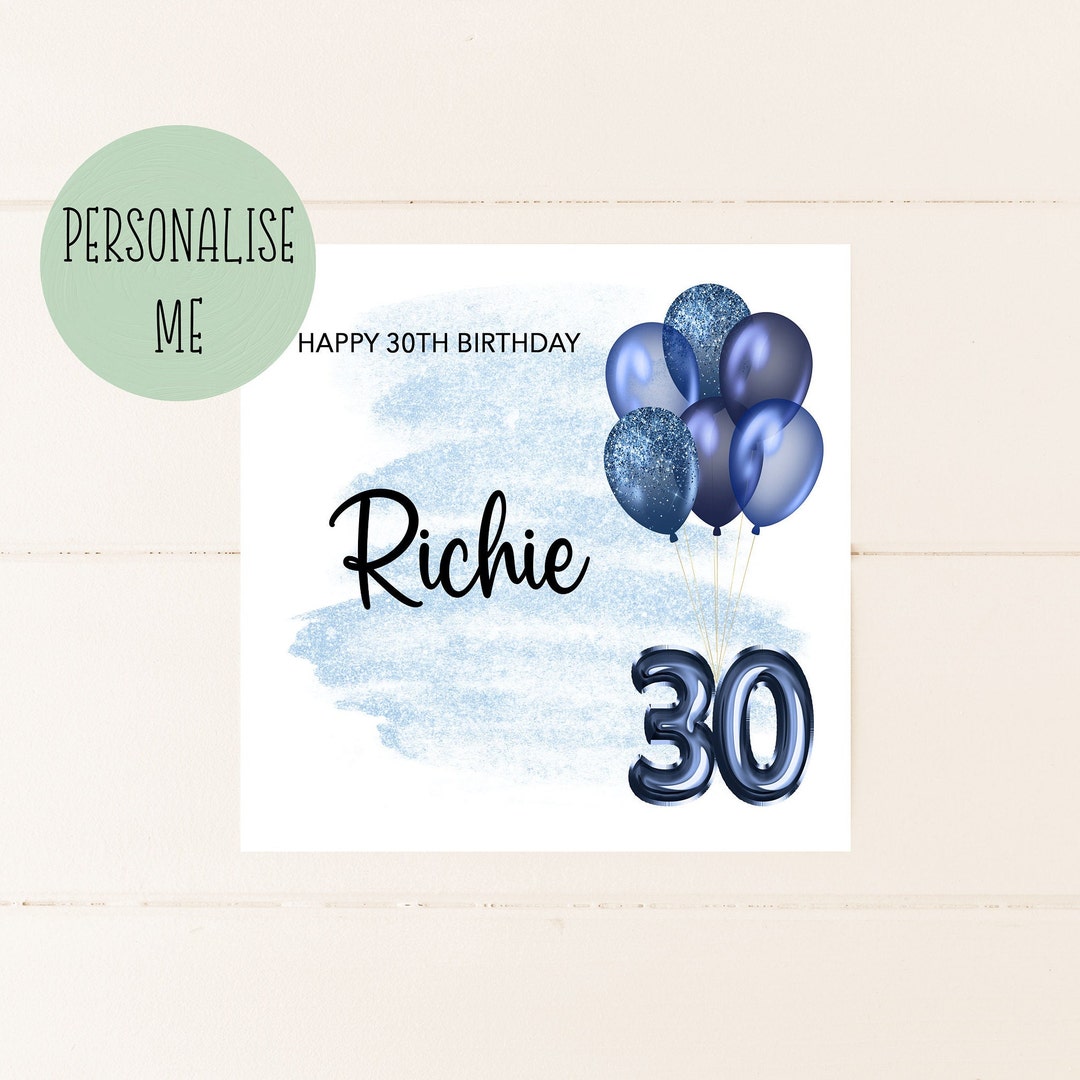 30th Birthday Card, Personalised Birthday Card, Birthday Card, Card for ...
