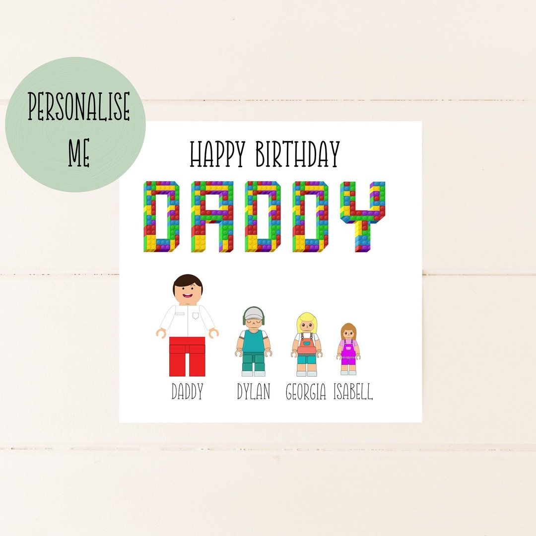 Lego Birthday Card for Daddy, Daddy's Birthday From Daughter or Son ...