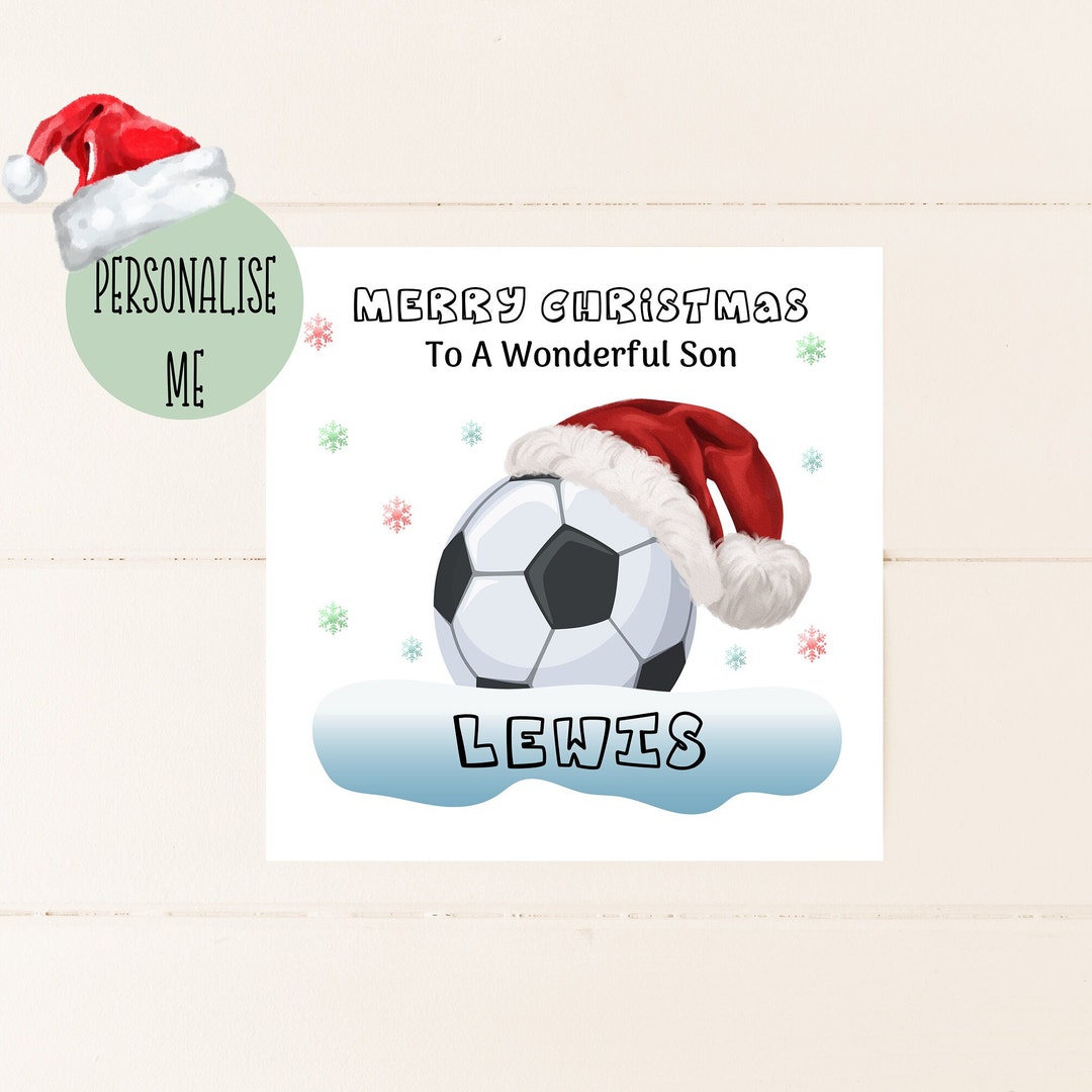 Personalised Football Christmas Card, Merry Christmas, Football Card ...