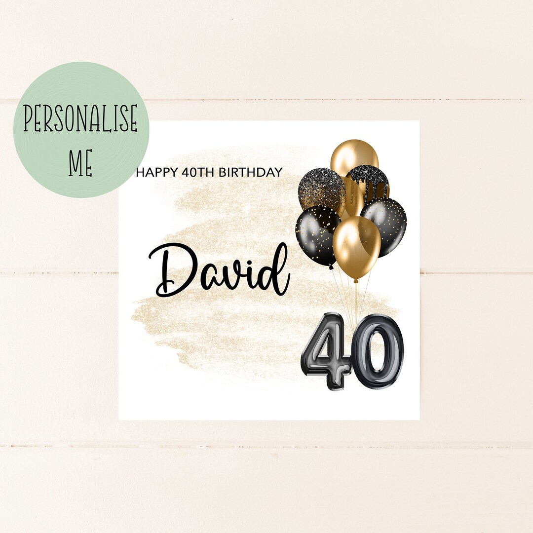 40th Birthday Card, Personalised Birthday Card, Birthday Card for Man ...