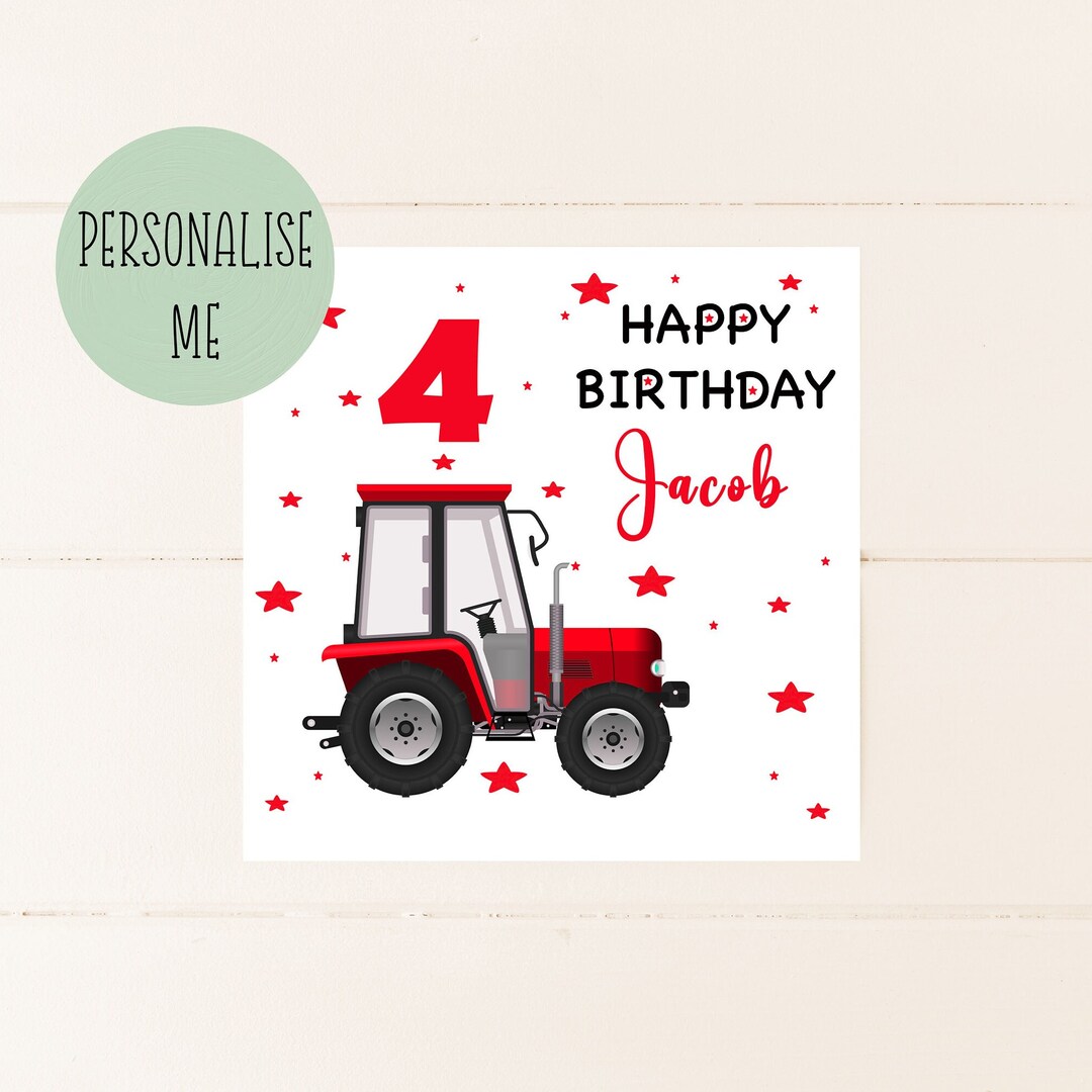 Happy Birthday Card Tractor Happy Birthday 1ST 2ND 3RD 4TH - Etsy