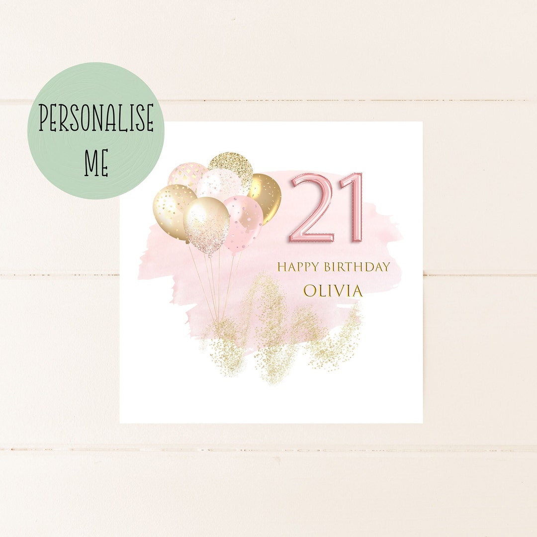 21st Birthday Card, Personalised Birthday Card, Birthday Card, Card for ...