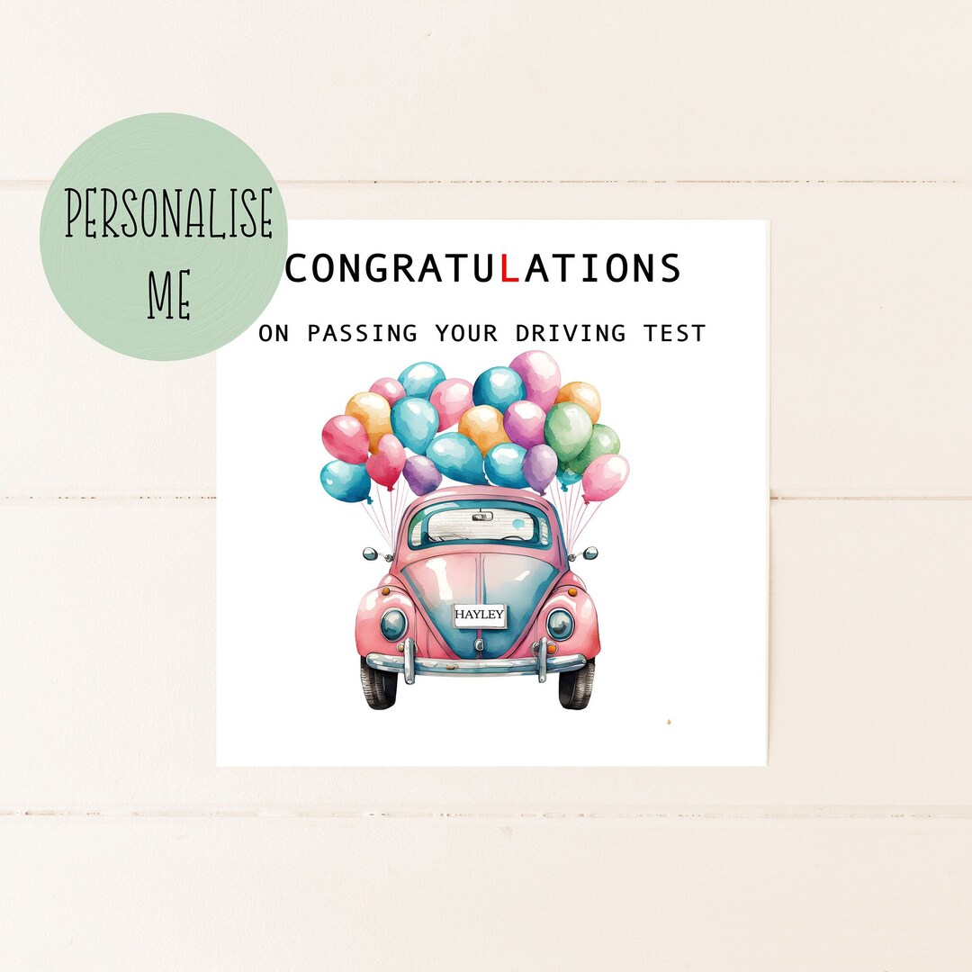 Driving Test Card, Personalised, Congratulations on Passing Your ...