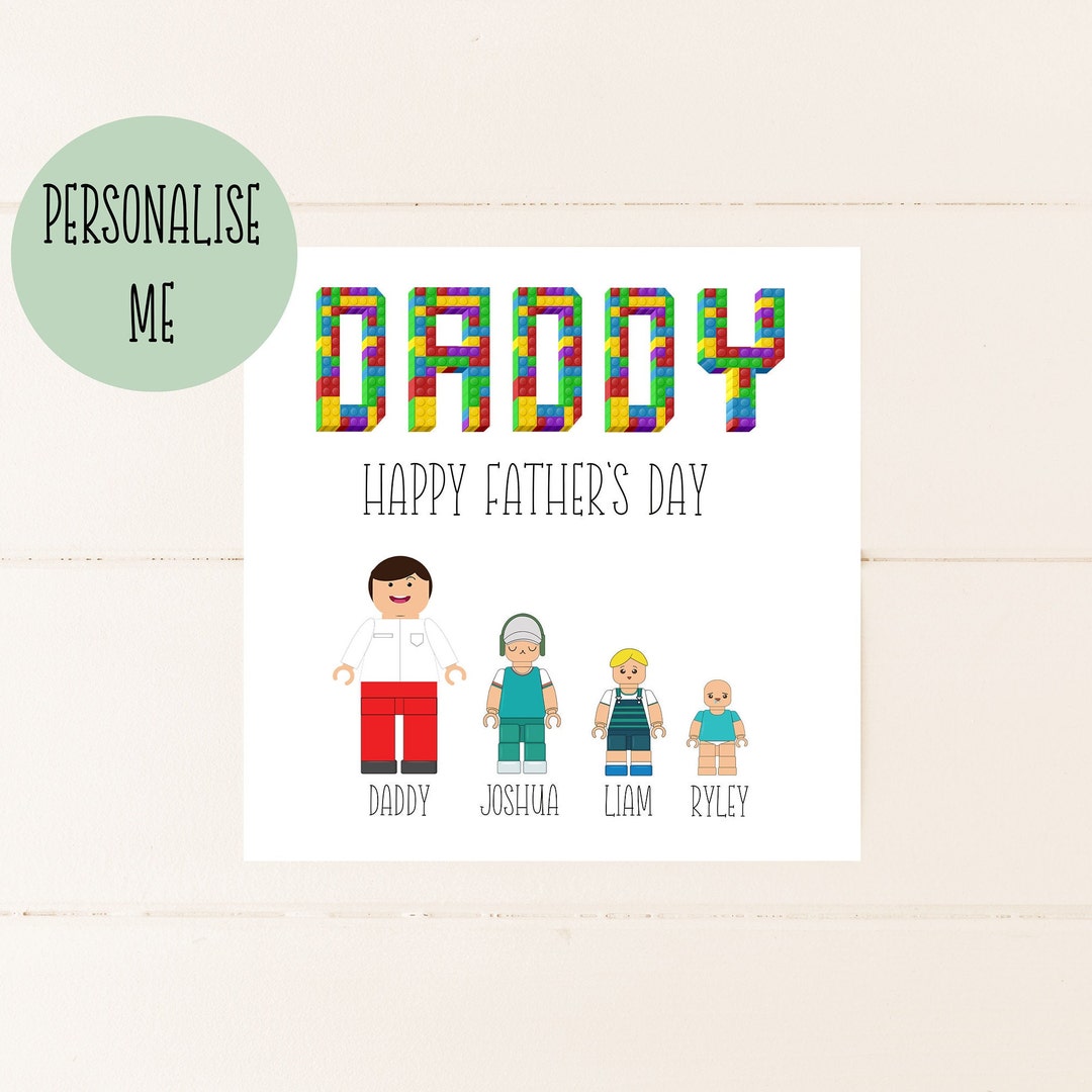 Father's Day Card, Lego Father's Day Card, Personalised Fathers Day ...