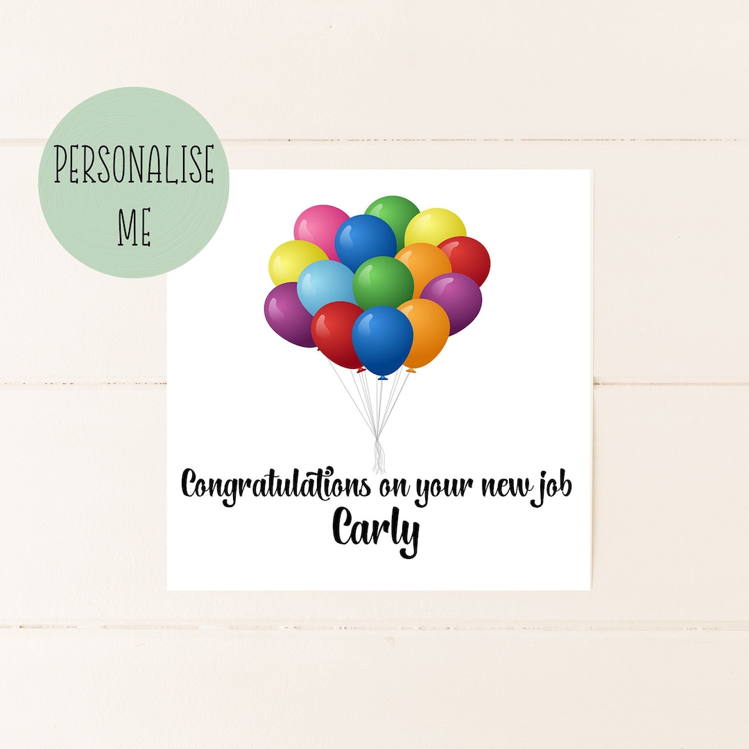 New Job Card, Well Done New Job Card, Personalised Name Congratulations ...