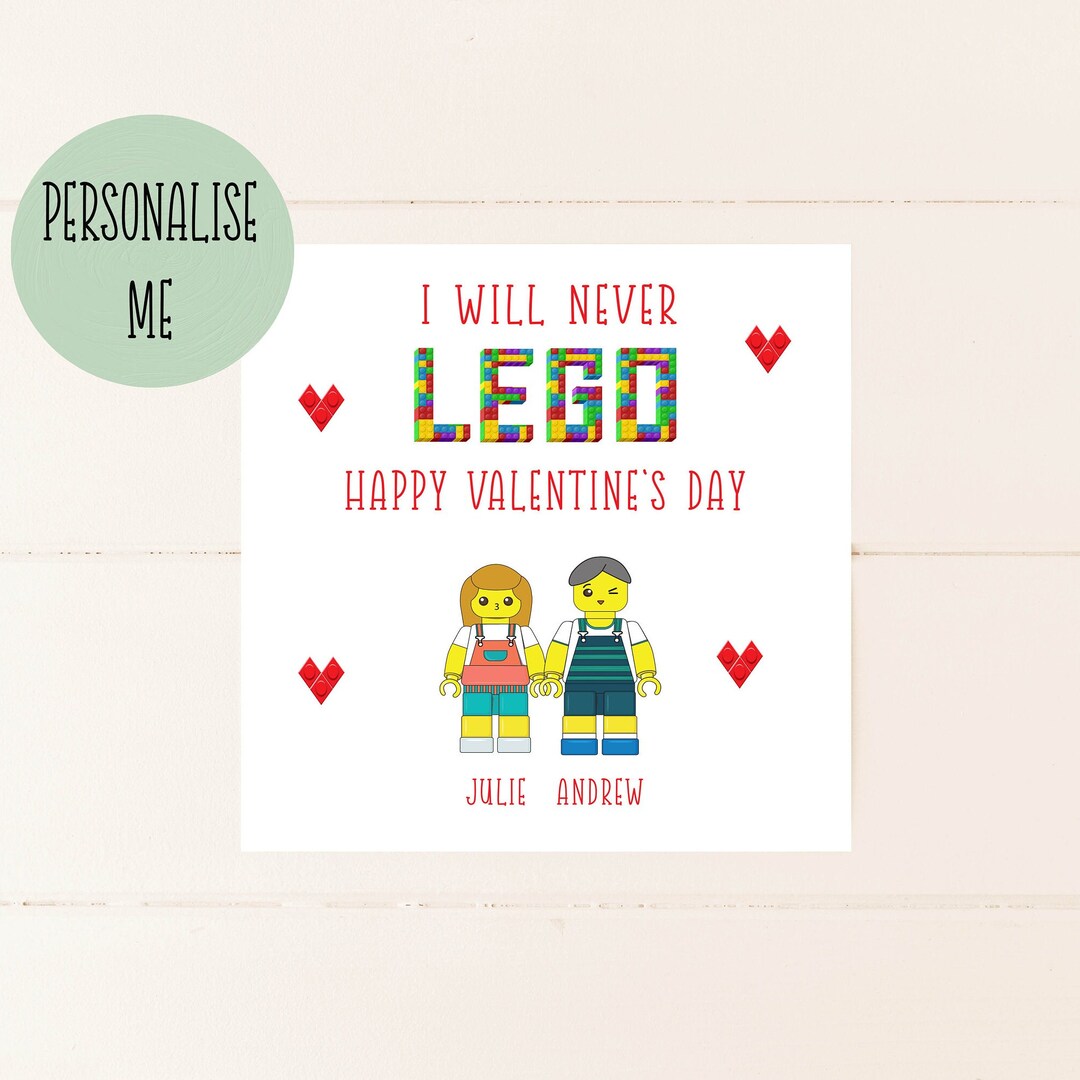 Valentines Day Card, Lego, for Him or Her, Lego, Lego People, Lego ...