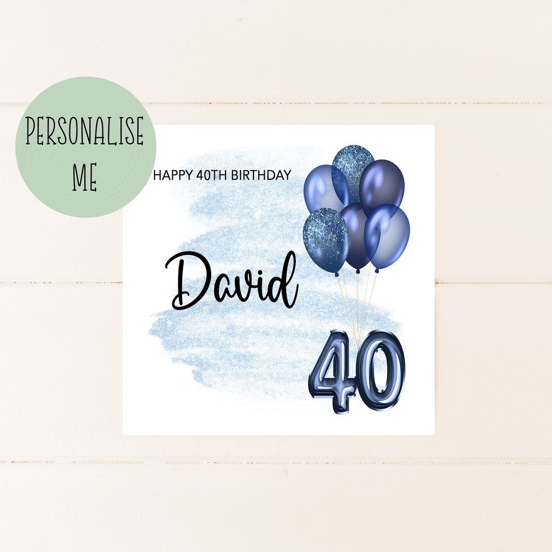 40th Birthday Card, Personalised Birthday Card, Birthday Card for Man ...
