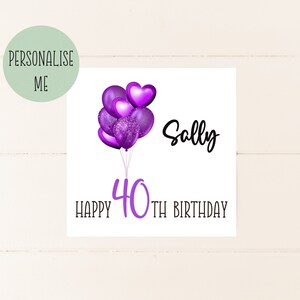 40TH Birthday Card, Personalised 40TH Birthday Card, Happy Birthday ...