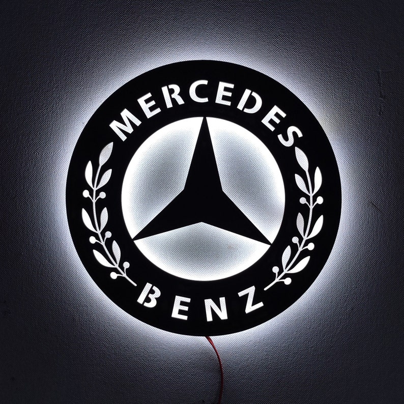 Mercedes Led Sign Neon Sign Mercedes Logo Wall Decor - Etsy