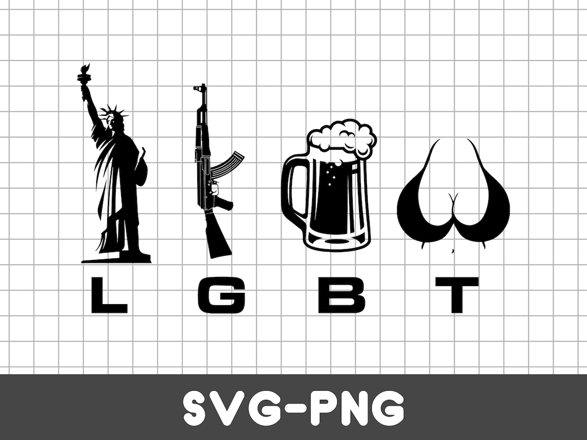 LGBT (liberty Guns Beer Titties) SVG | Silhouette | LGBT Png | Vector ...