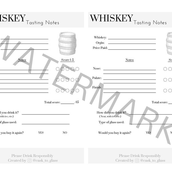 Whiskey Tasting Printable - Etsy
