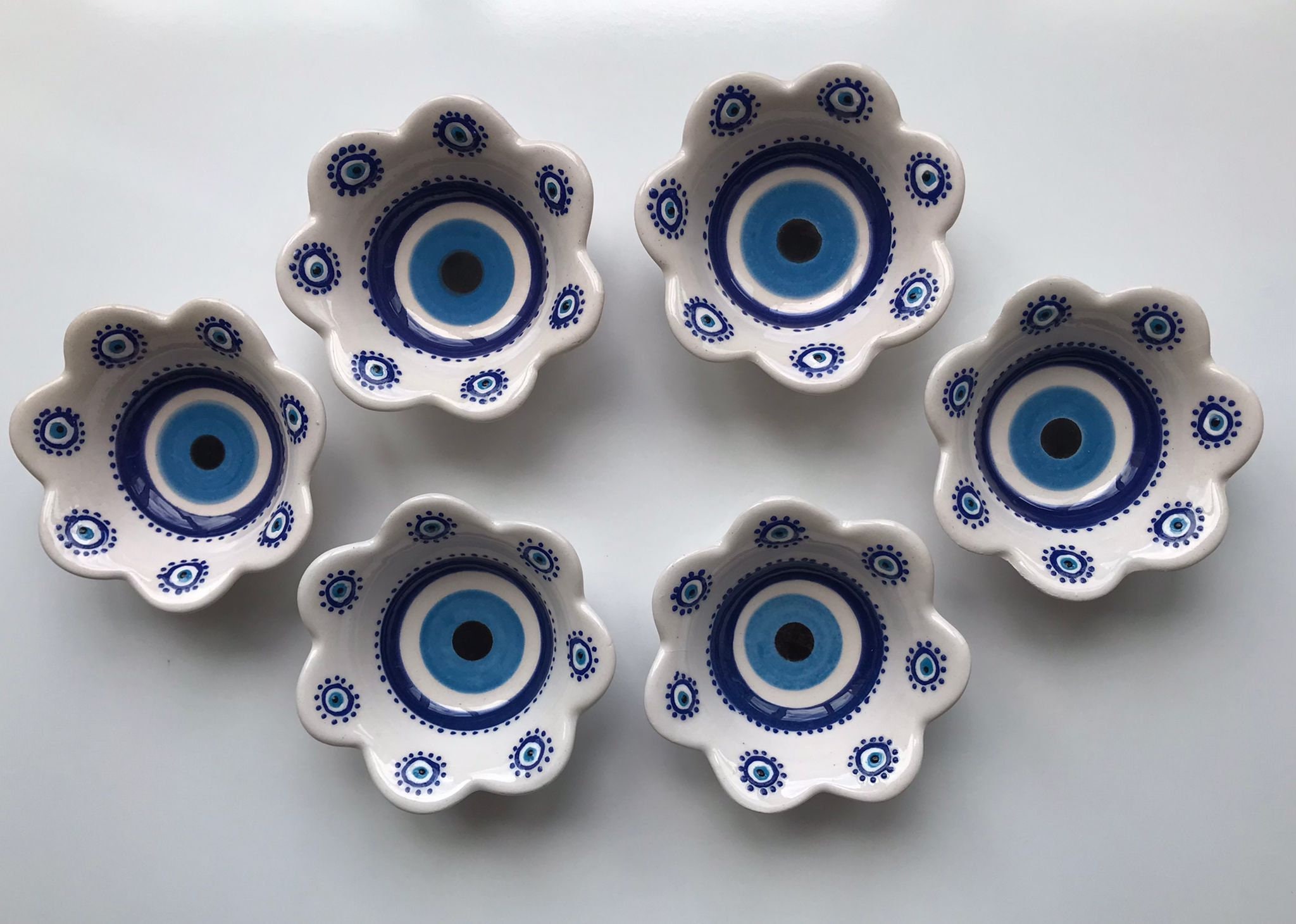 6 Pcs Set Turkish Hand Evil Eye Ceramic Offering Bowl Ceramic - Etsy