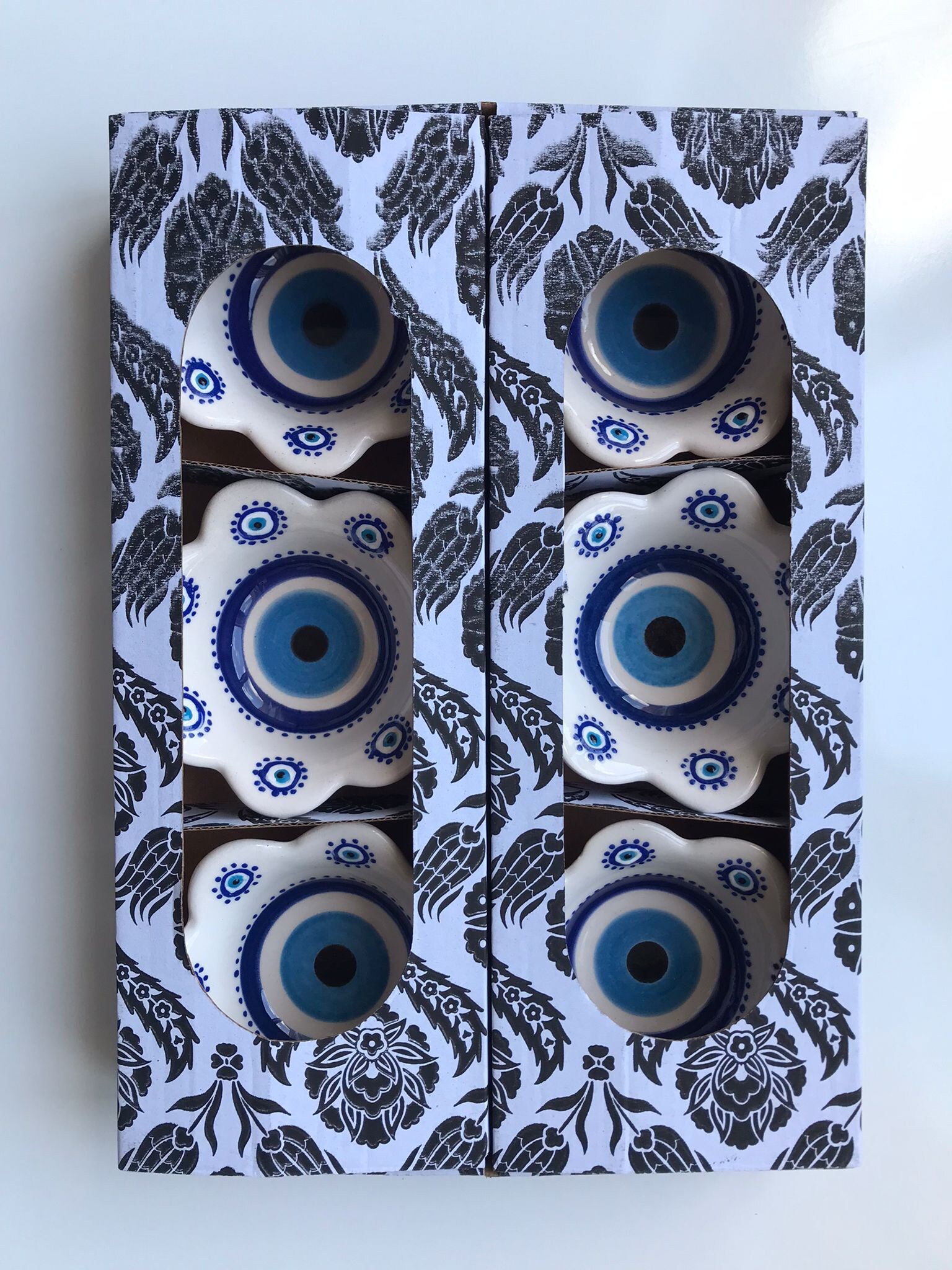 6 Pcs Set Turkish Hand Evil Eye Ceramic Offering Bowl, Ceramic ...