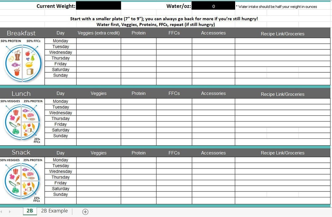 2B Mindset Meal Planner - Excel Spreadsheet - Etsy
