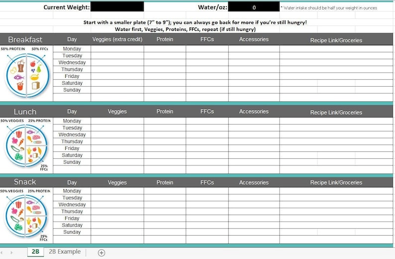 2B Mindset Meal Planner - Excel Spreadsheet - Etsy