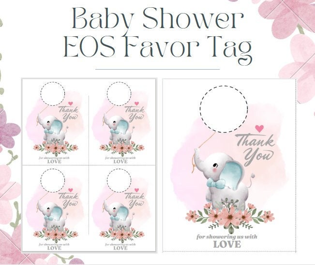 EOS Baby Shower Favor Printable Tag - Pink - Etsy