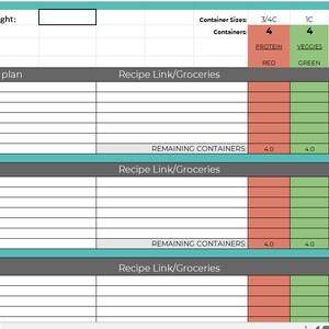 Colored Container System Meal Plan - Etsy