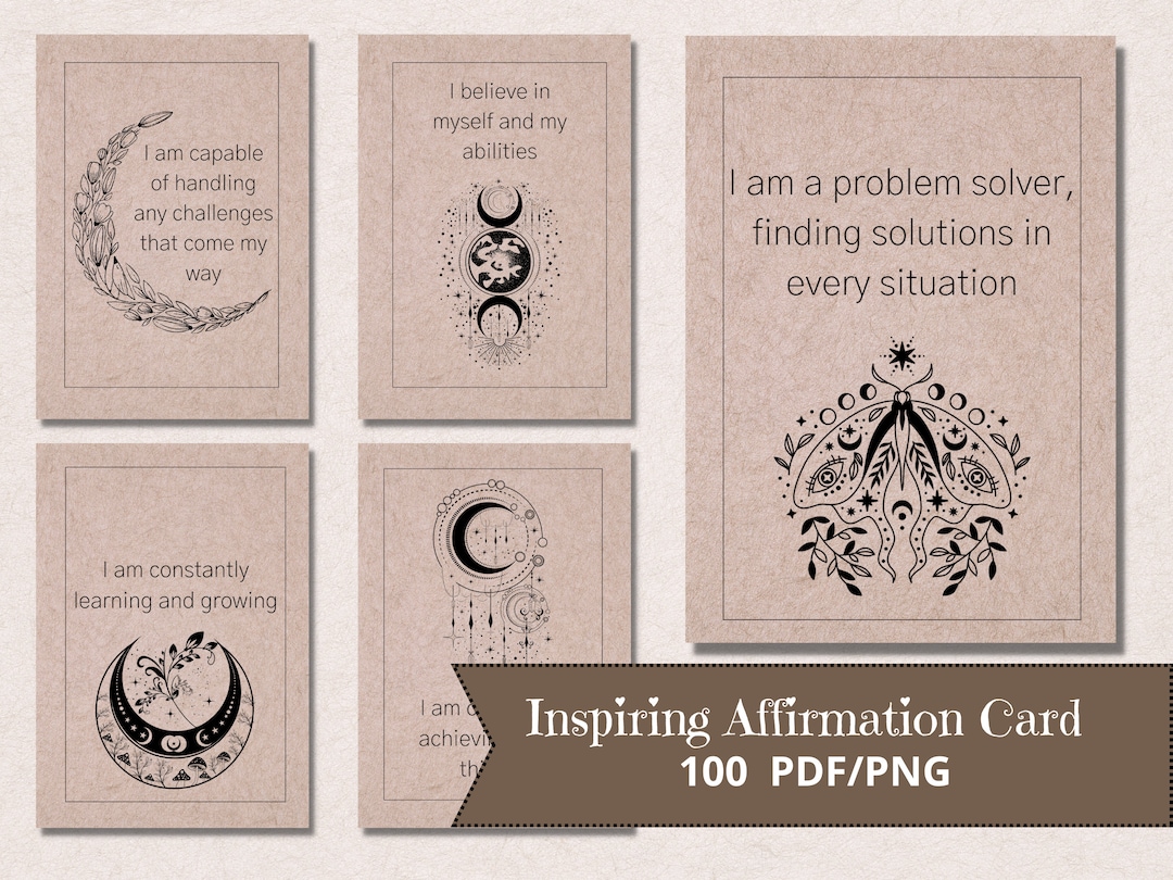 100 Affirmation Cards PDF and PNG Digital Download, Mindfulness ...