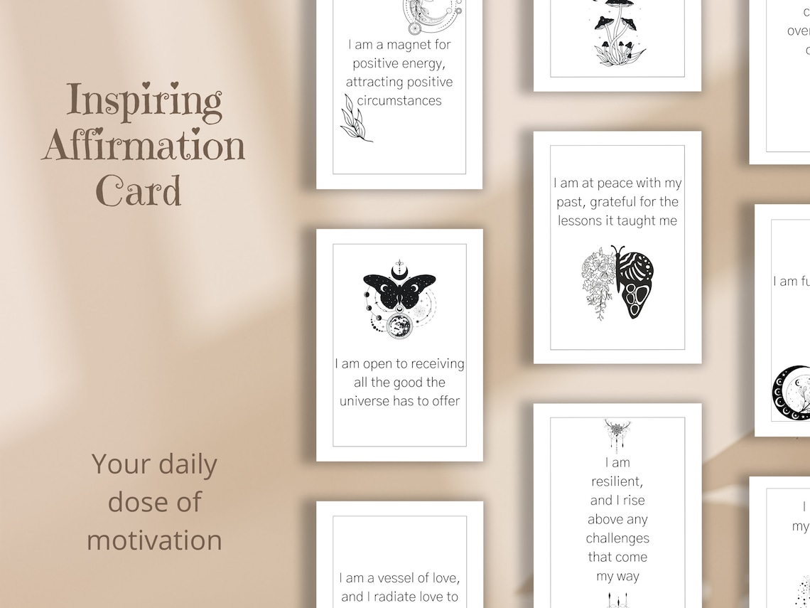 100 Affirmation Cards PDF and PNG Digital Download - Etsy