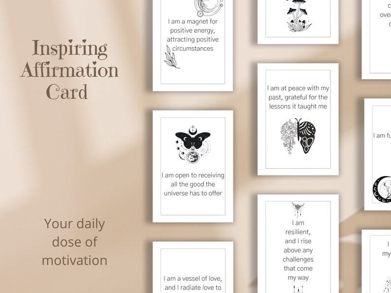 100 Affirmation Cards PDF and PNG Digital Download, Mindfulness ...