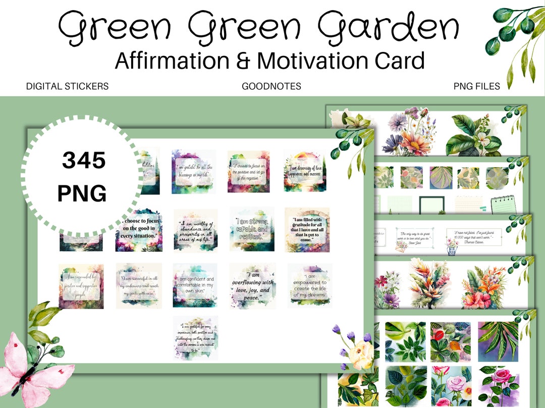 Positive Affirmation and Motivation Card, Digital Floral Stickers ...