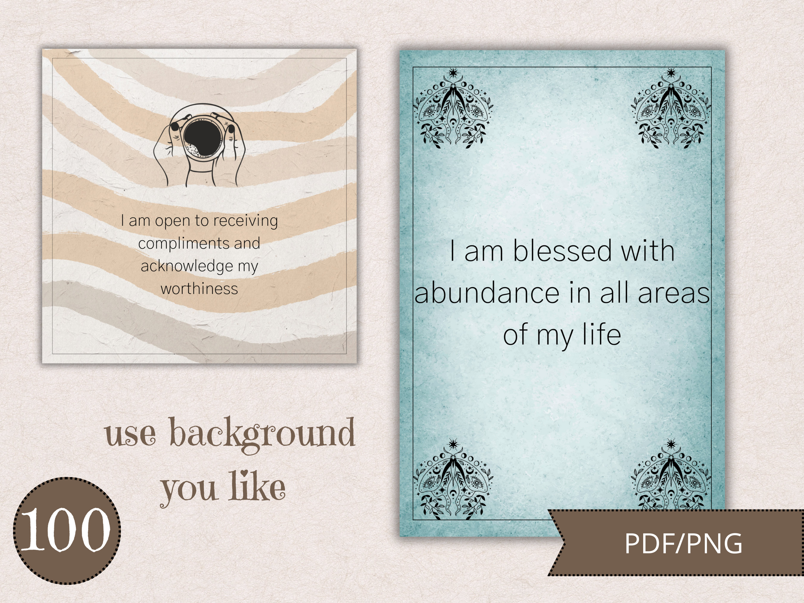 100 Affirmation Cards PDF and PNG Digital Download - Etsy