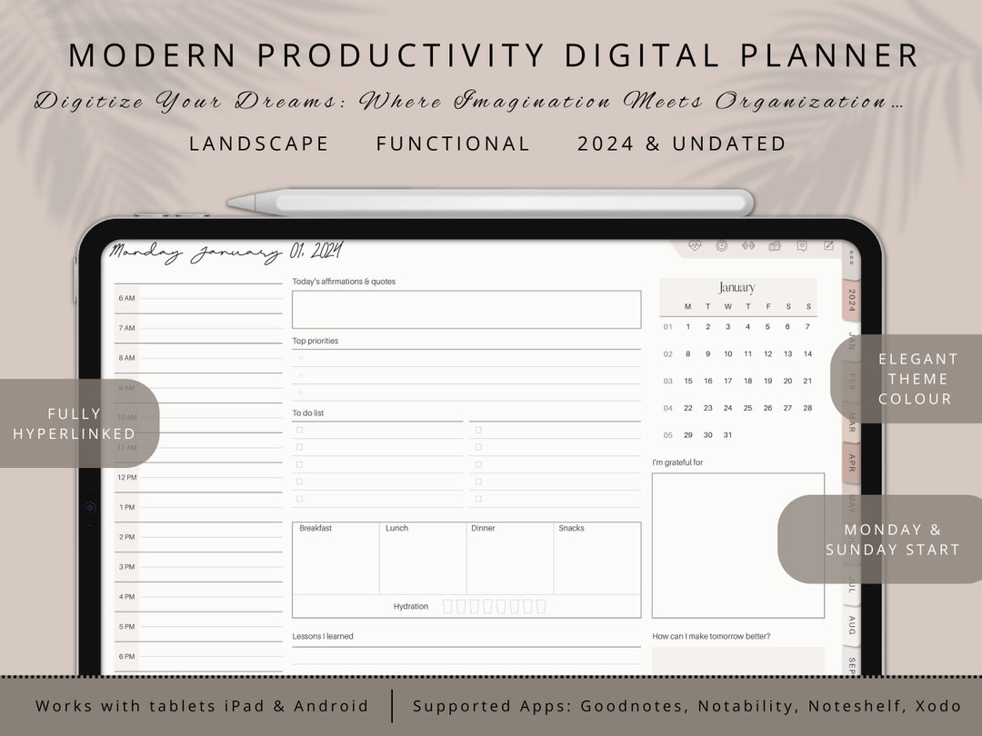2024 Ultimate Digital Planner: Modern Eco-friendly Daily, Weekly ...