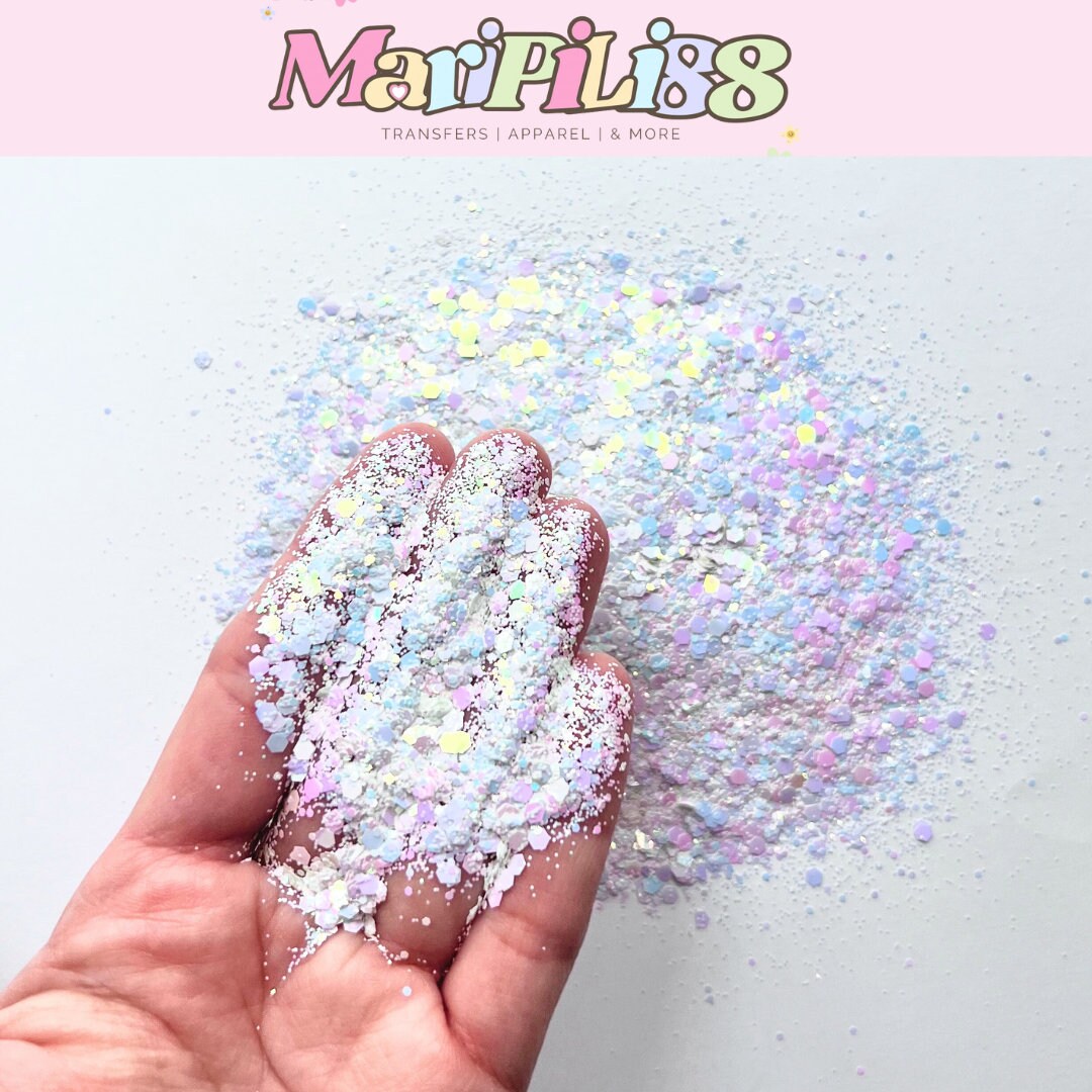 Frosted White Glitter Color Chunky Poly Glitter Mix for - Etsy