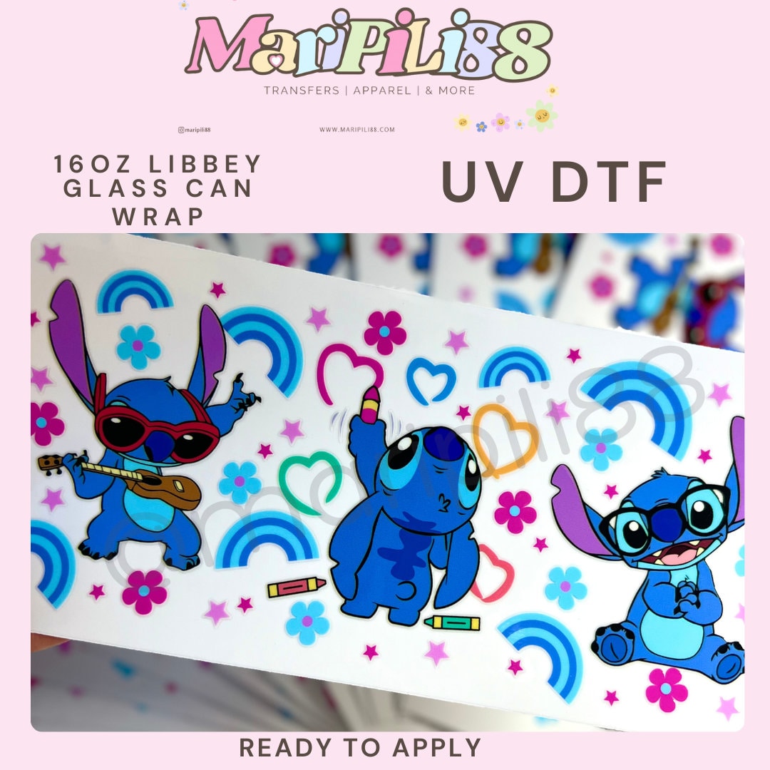 Ready to Use Stitch UV Libbey Cup Wrap 16oz Ready to Ship UV DTF Wraps ...
