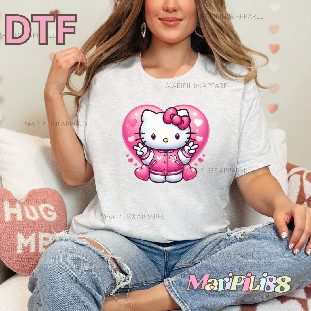 Kitty Kawaii Valentine DTF TRANSFER Direct to Film, Ready to Press ...