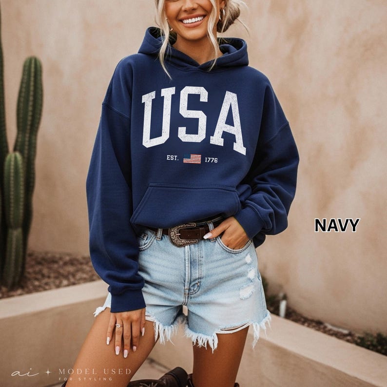 USA Sweatshirt: Patriotic American Flag Crewneck, America's Anniversary ...