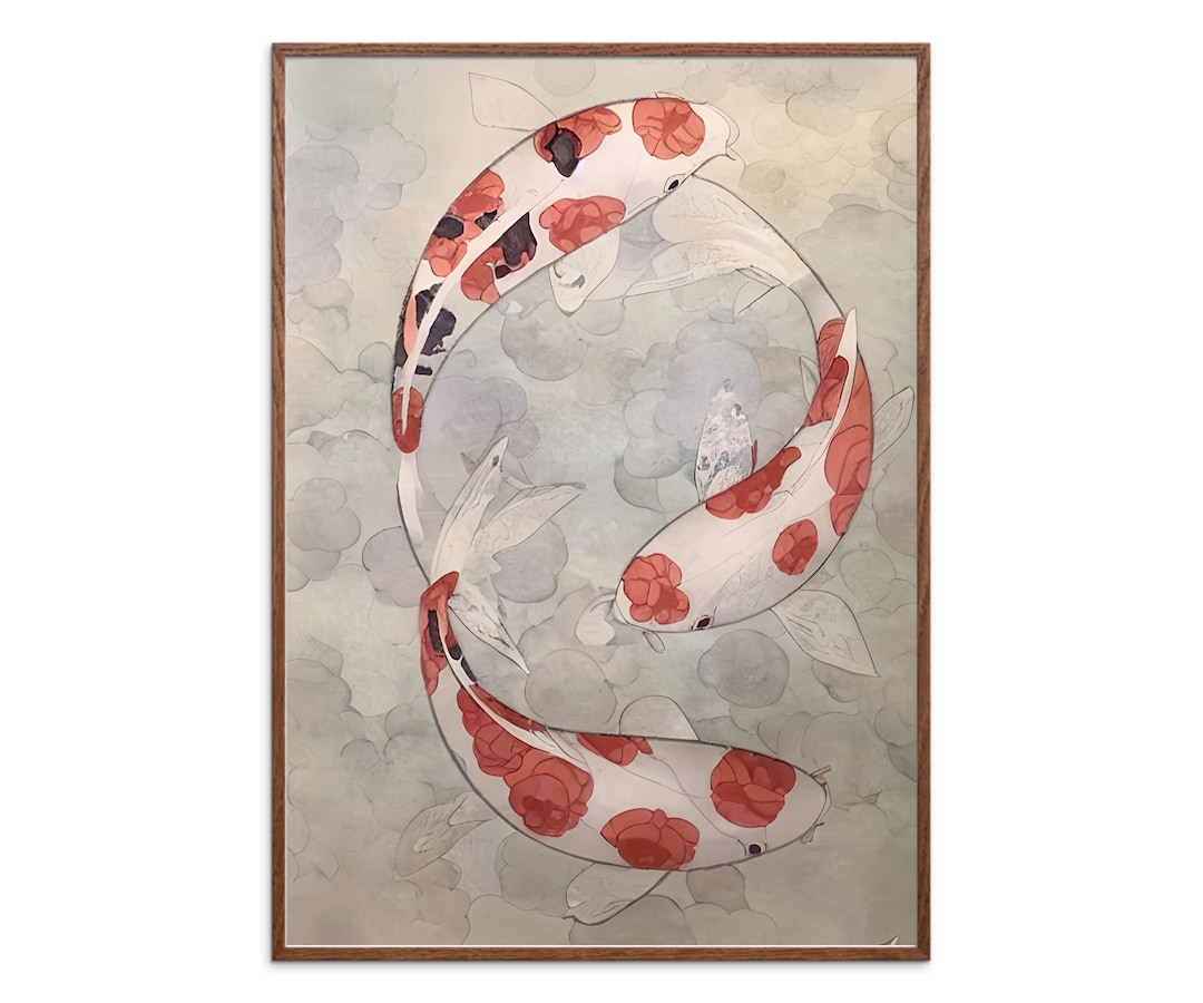 Ukiyo-e Koi Fish Print | Japanese Art | Koi Pond Wall Art - Etsy