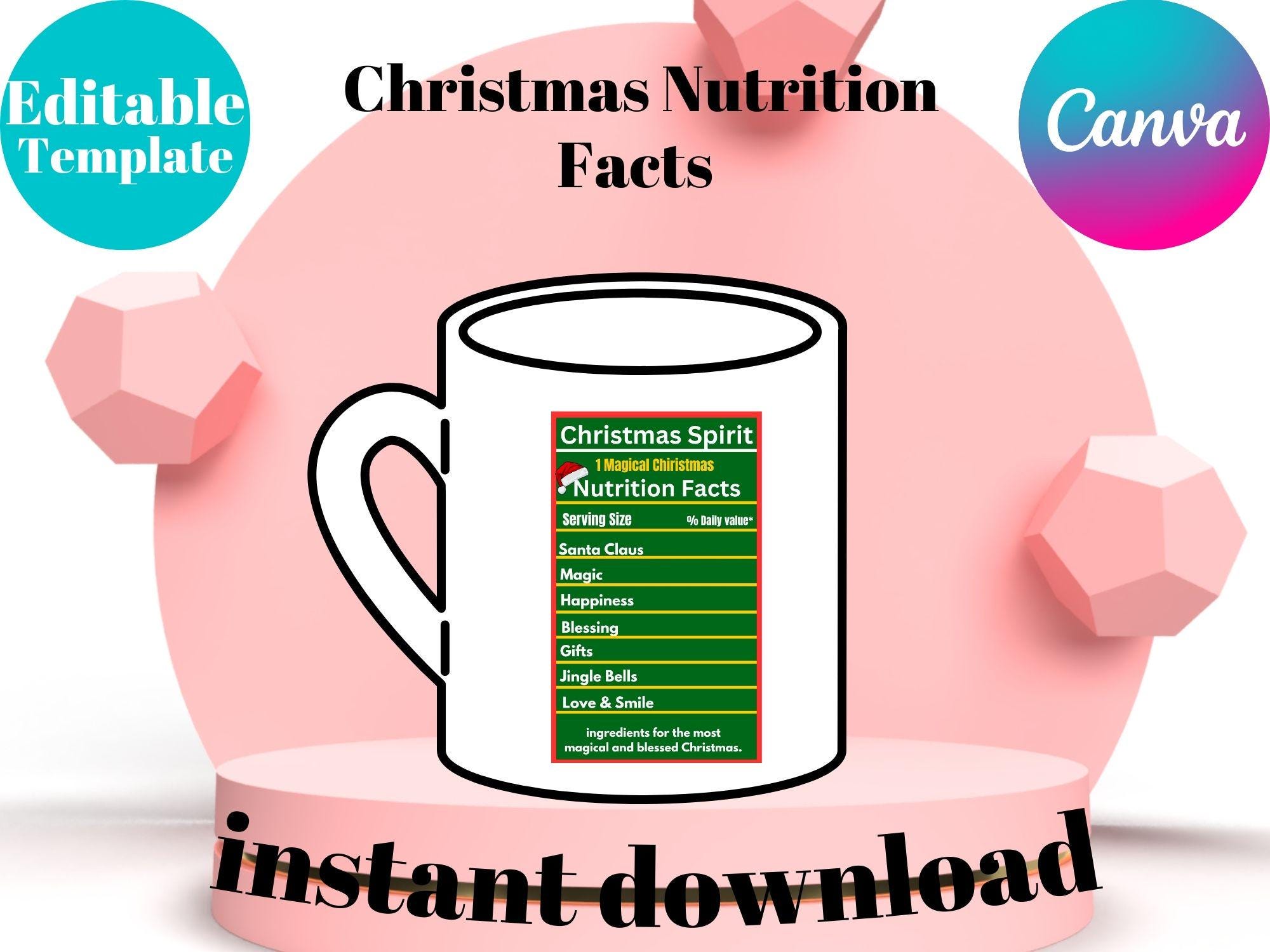 EDITABLE Christmas Nutrition Facts Template, Christmas Nutrition Facts ...
