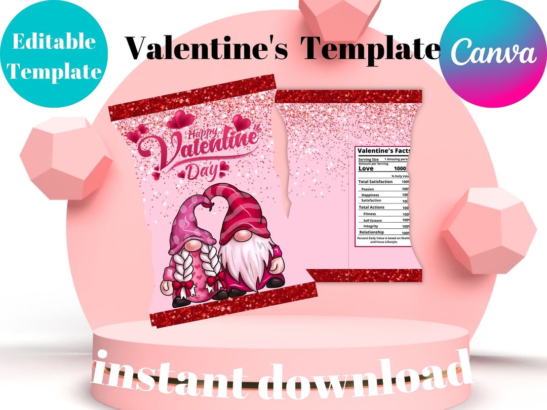 Valentine Chips Bag, Valentine's Day Chip Bags, Printable Digital ...